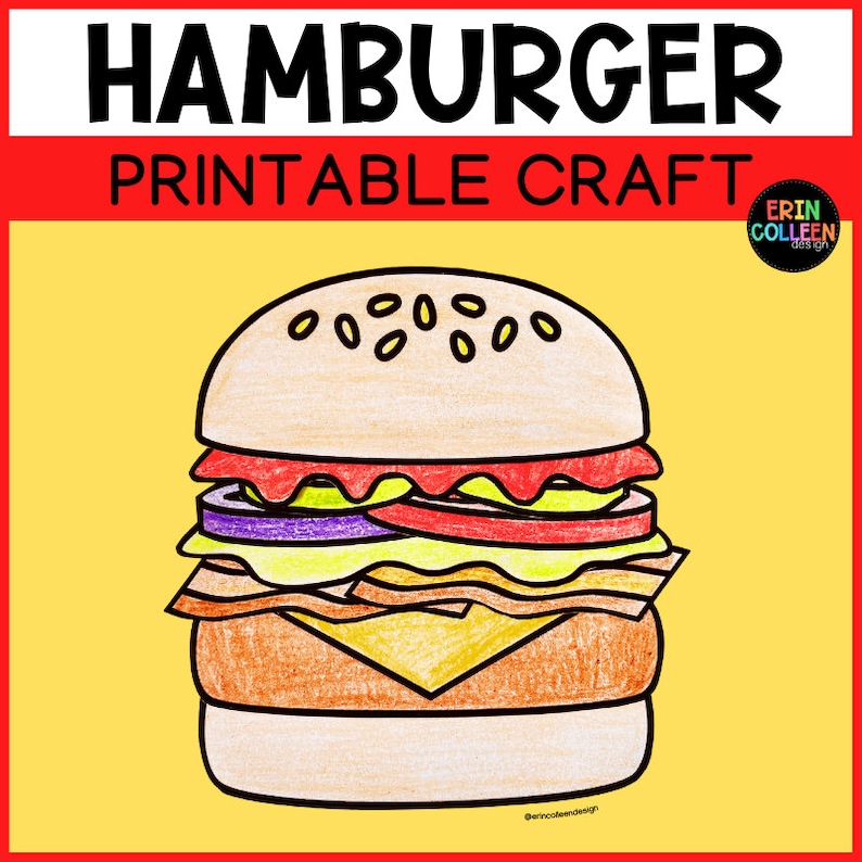 Hamburger Coloring Craft - Summer Craft Pattern - Build A Hamburger ...