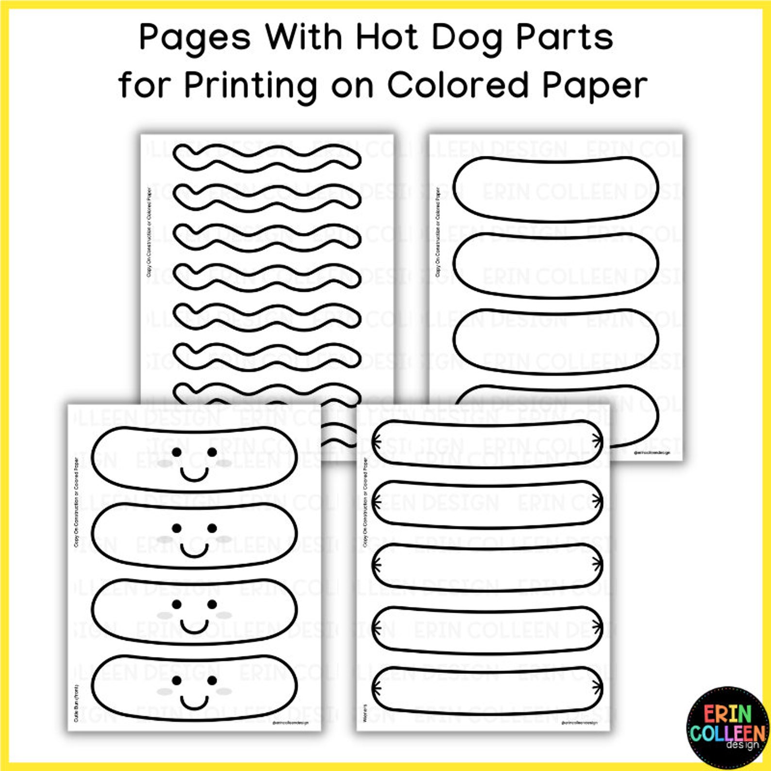 Hot Dog Craft - Summer Craft Pattern - Hot Dog Template - Picnic - BBQ ...