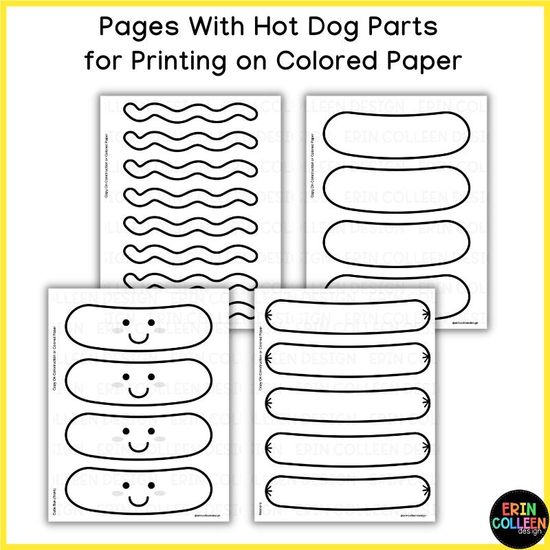 Hot Dog Craft - Summer Craft Pattern - Hot Dog Template - Picnic - BBQ ...