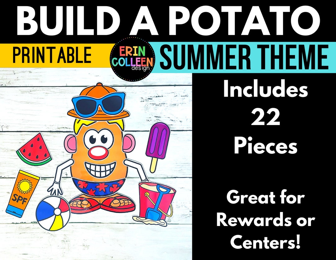Build A Summer Potato Head and Accessories Dress up Paper Doll DIGITAL ...