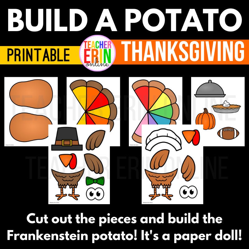 Build A Turkey Potato Mr. & Mrs. | Thanksgiving Potato Head and ...