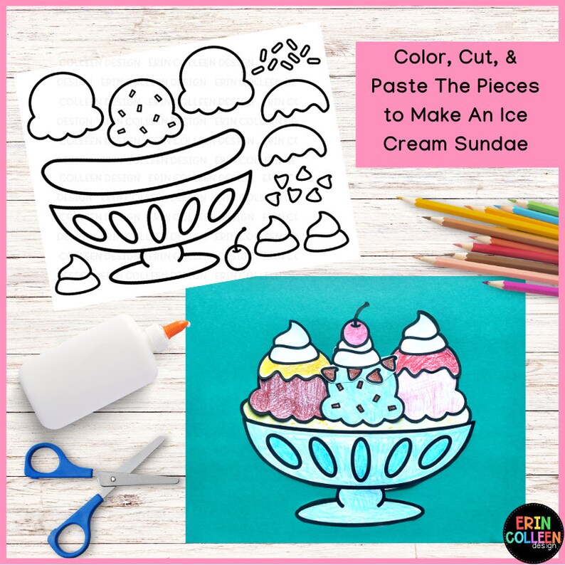 Ice Cream Sundae Coloring Craft - Summer Craft Pattern - Build an Ice ...