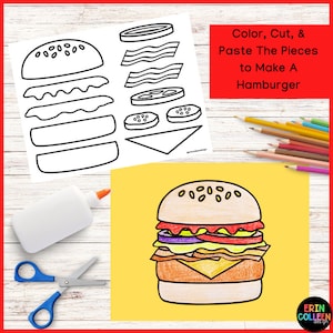 Hamburger Coloring Craft - Summer Craft Pattern - Build A Hamburger ...