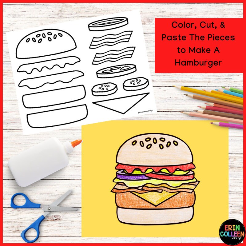 Hamburger Coloring Craft - Summer Craft Pattern - Build A Hamburger ...