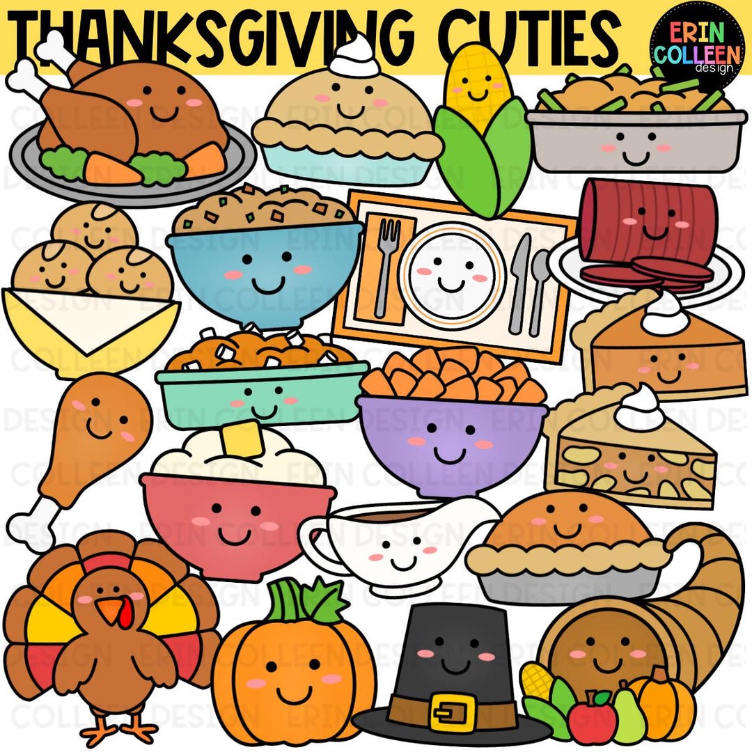 Thanksgiving Cuties Clipart - With and Without Faces - Thanksgiving ...