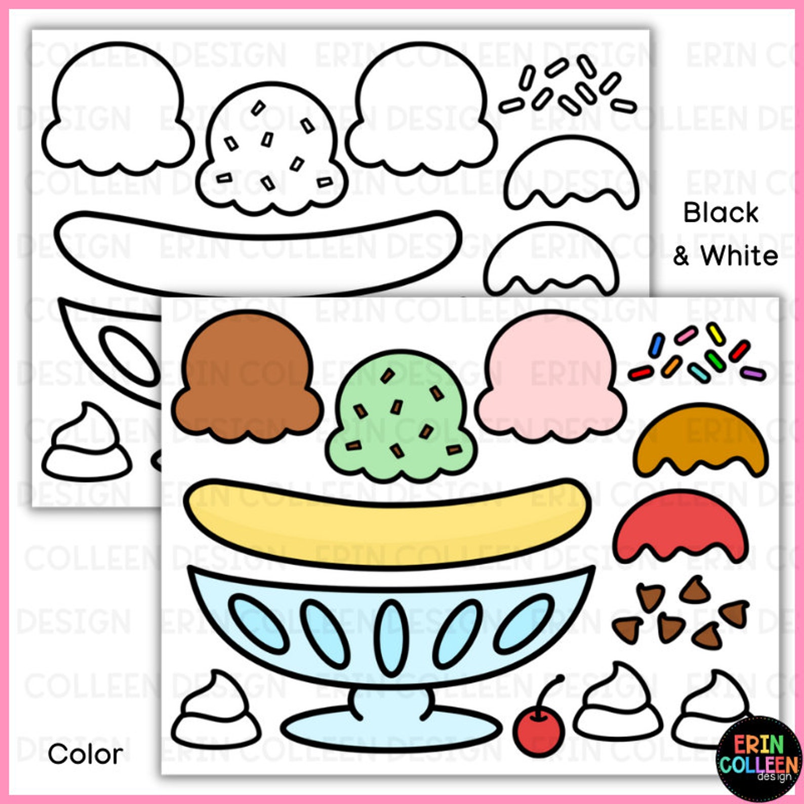 Ice Cream Sundae Coloring Craft - Summer Craft Pattern - Build an Ice ...