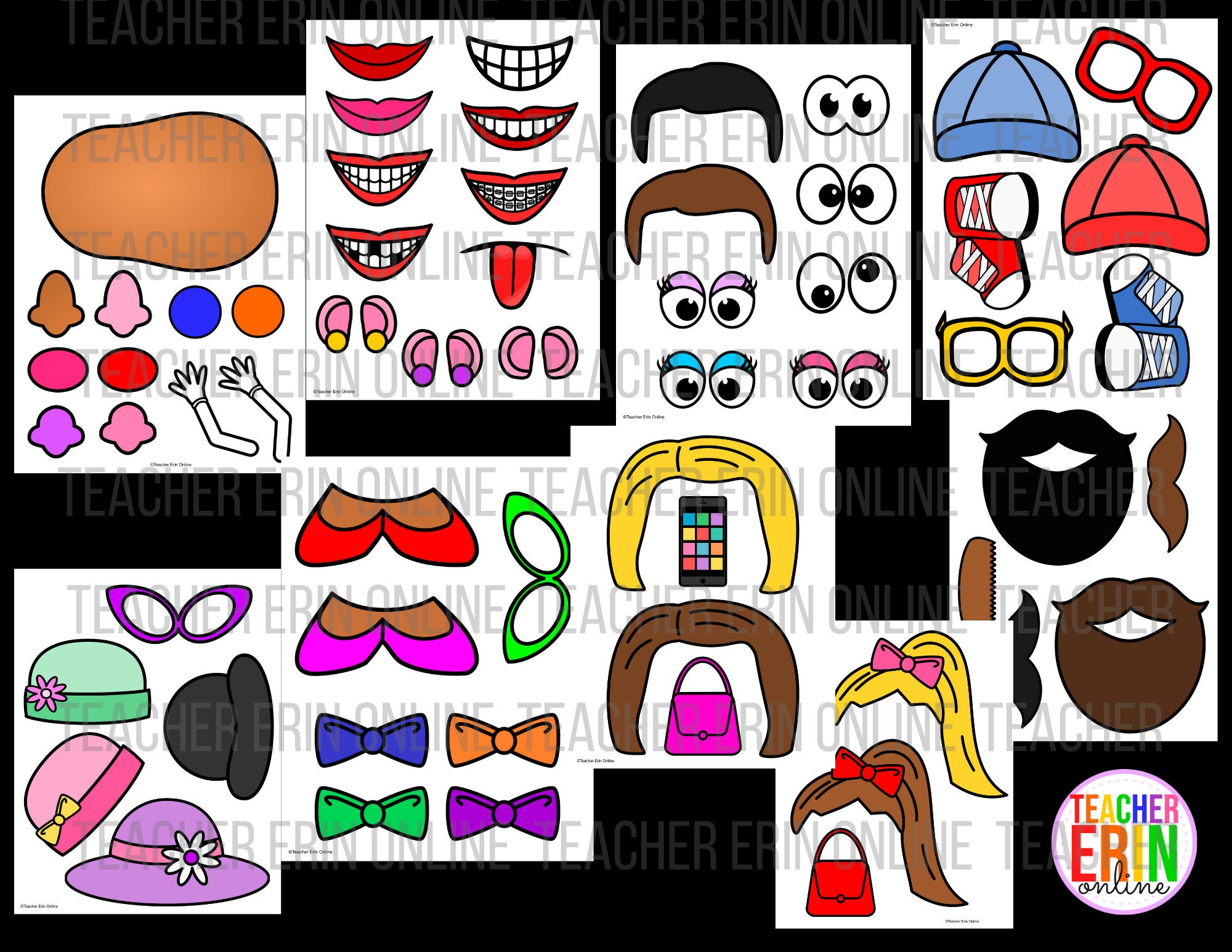 Build A Mr Potato and Mrs Potato | Head and Accessories Dress up Paper ...