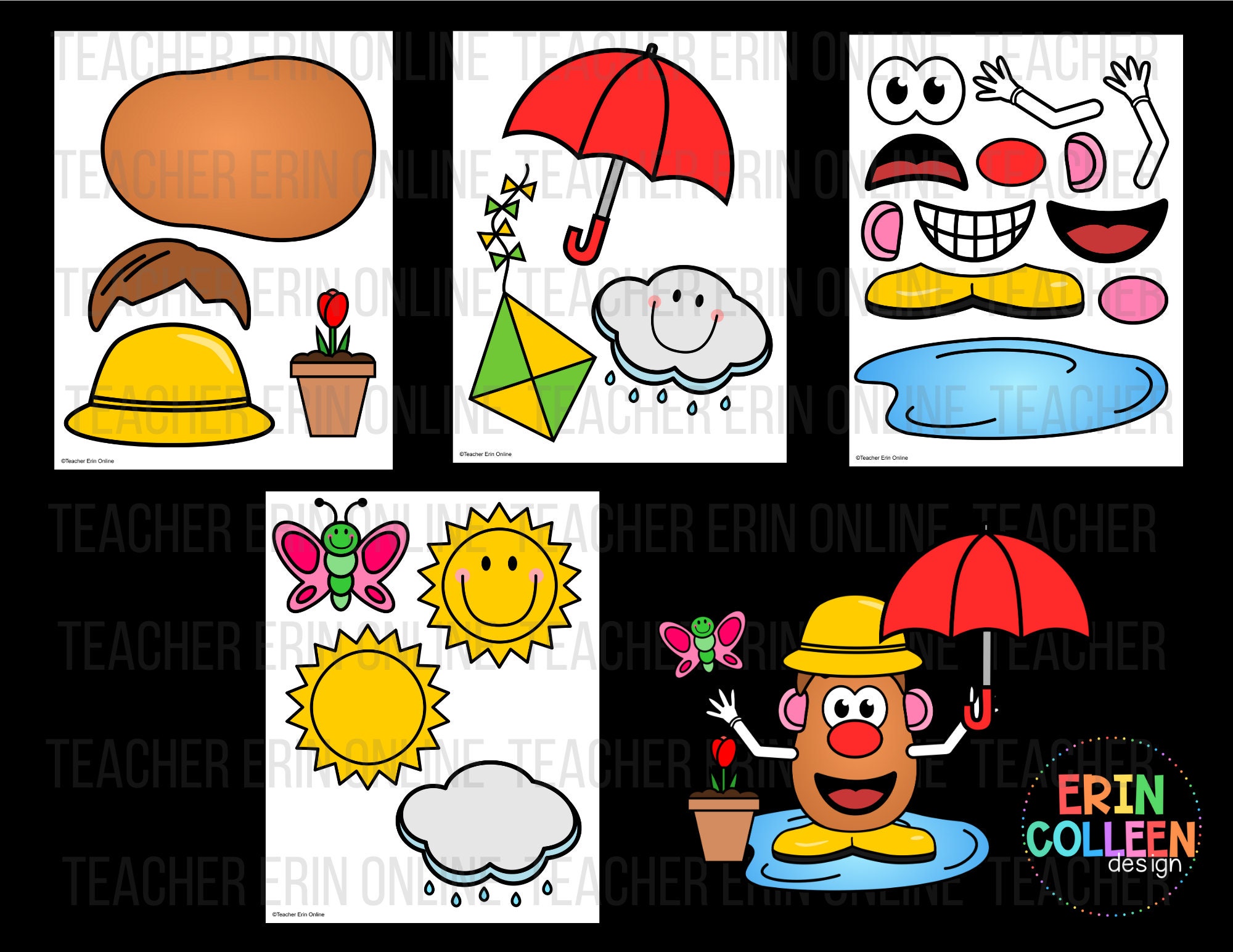 Build A Spring Potato Head and Accessories Dress up Paper Doll ...