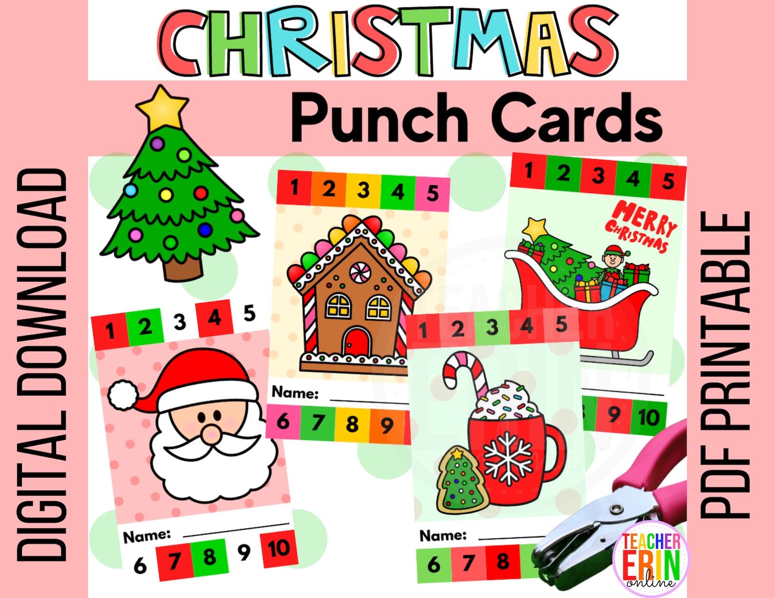 Christmas Punch Cards for Rewards, Behavior, Classroom Management ...