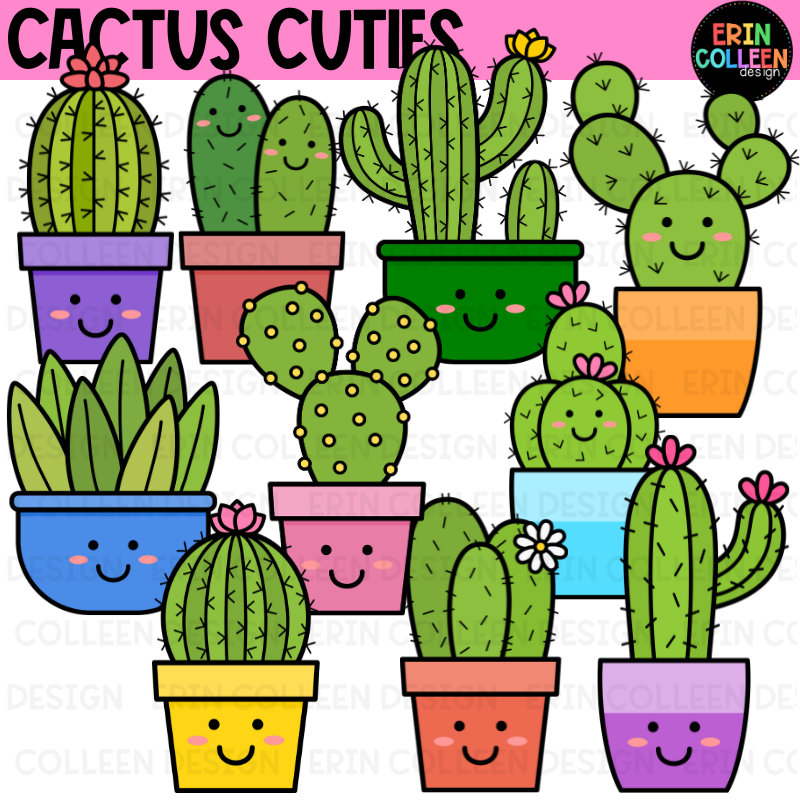 Cactus Cuties Clipart - With and Without Faces - Summer - Potted Plant ...