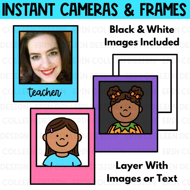 Instant Camera Clipart, Picture Frames, Color Matching, Polaroid Camera ...