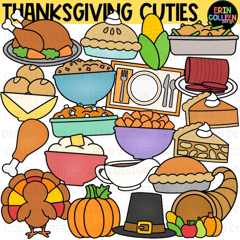 Thanksgiving Cuties Clipart - With and Without Faces - Thanksgiving ...