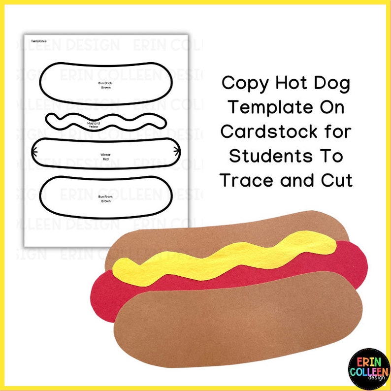 Hot Dog Craft - Summer Craft Pattern - Hot Dog Template - Picnic - BBQ ...