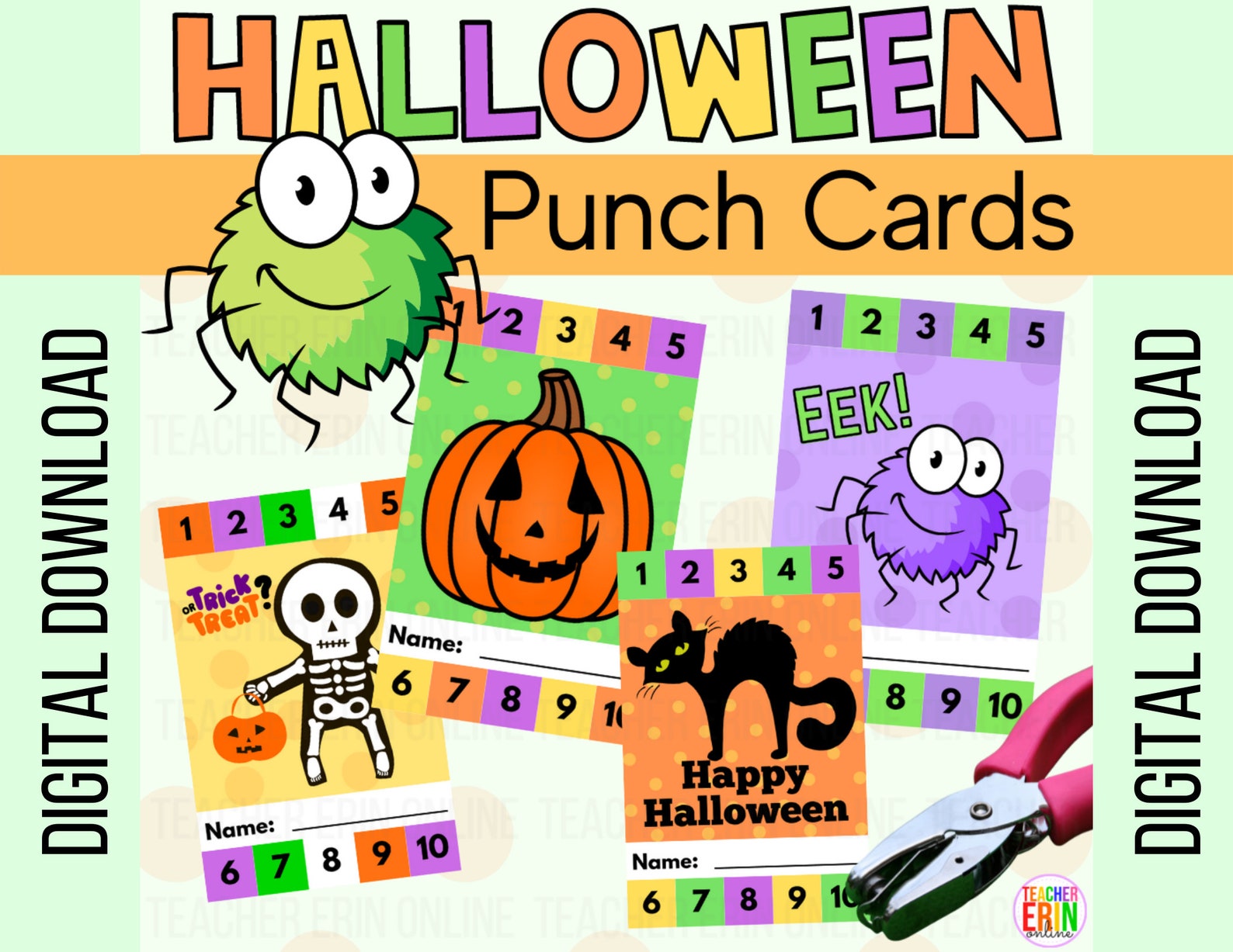 Halloween Punch Cards for Rewards, Behavior, Classroom Management ...