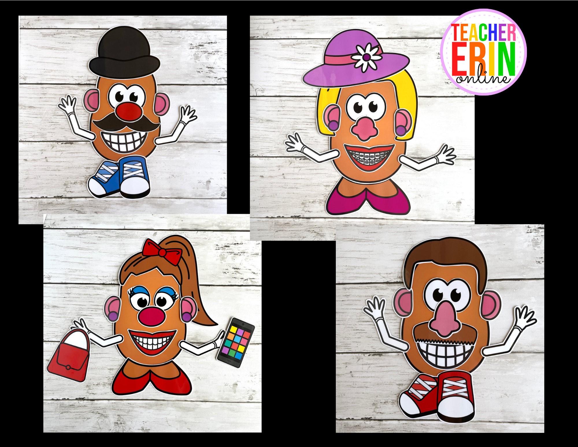 Build A Mr Potato and Mrs Potato | Head and Accessories Dress up Paper ...