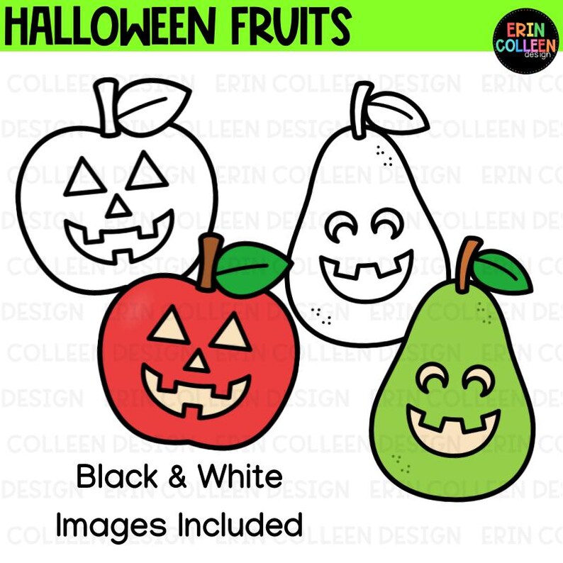 Halloween Fruit Clipart - Halloween Clipart - Jackolanterns - Spooky ...