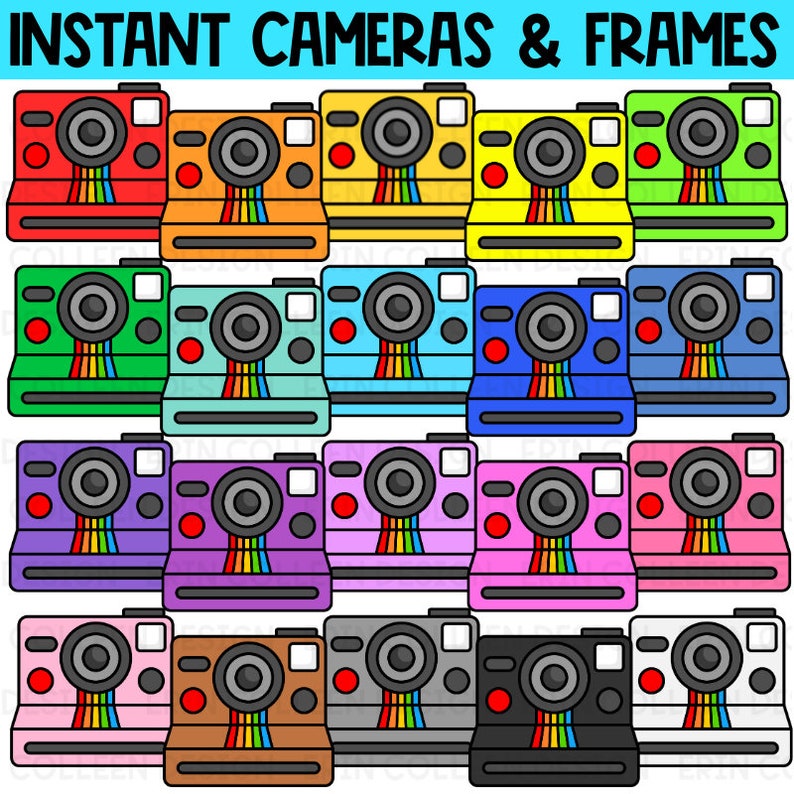 Instant Camera Clipart, Picture Frames, Color Matching, Polaroid Camera ...