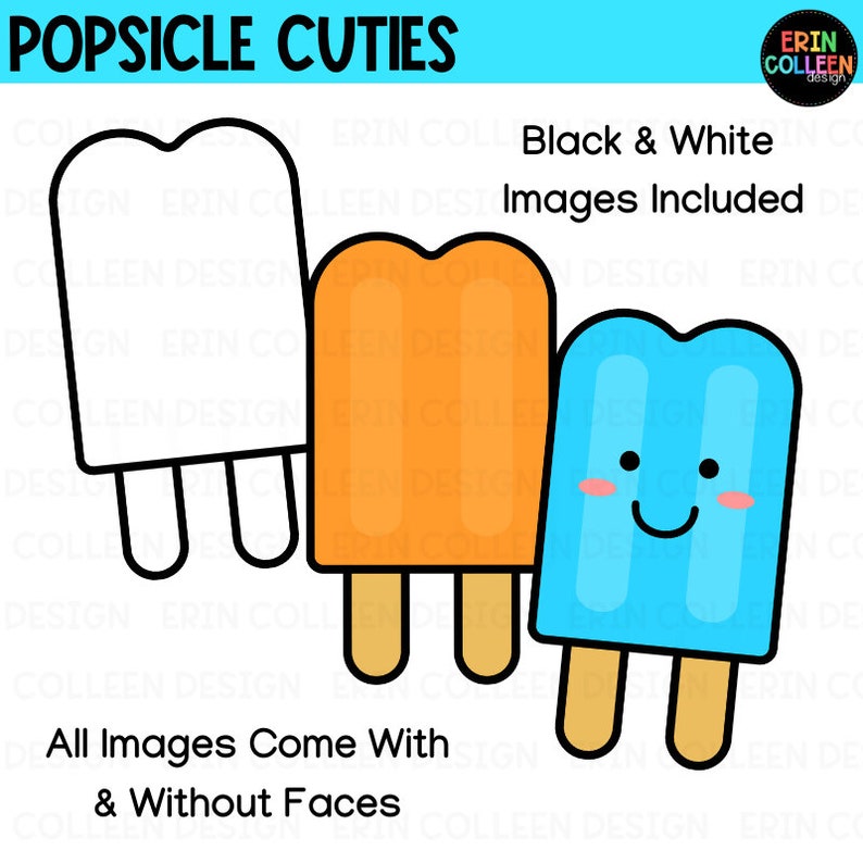 Popsicle Cuties Clipart - With and Without Faces - Summer - Frozen ...