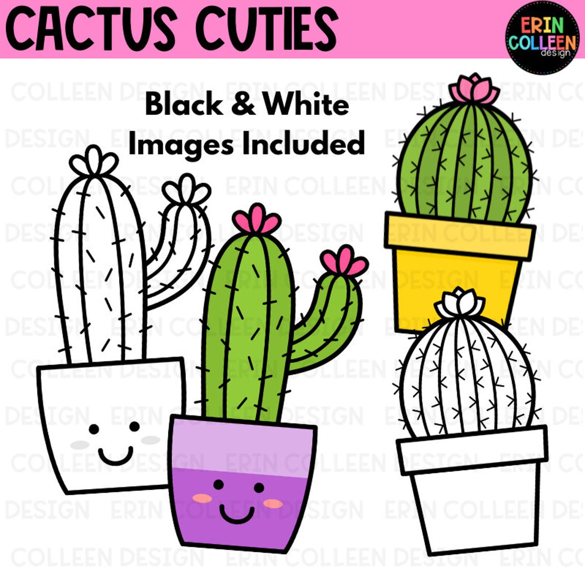 Cactus Cuties Clipart - With and Without Faces - Summer - Potted Plant ...