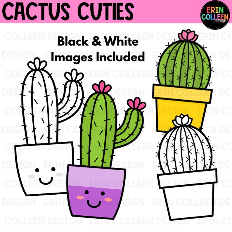 Cactus Cuties Clipart - With and Without Faces - Summer - Potted Plant ...