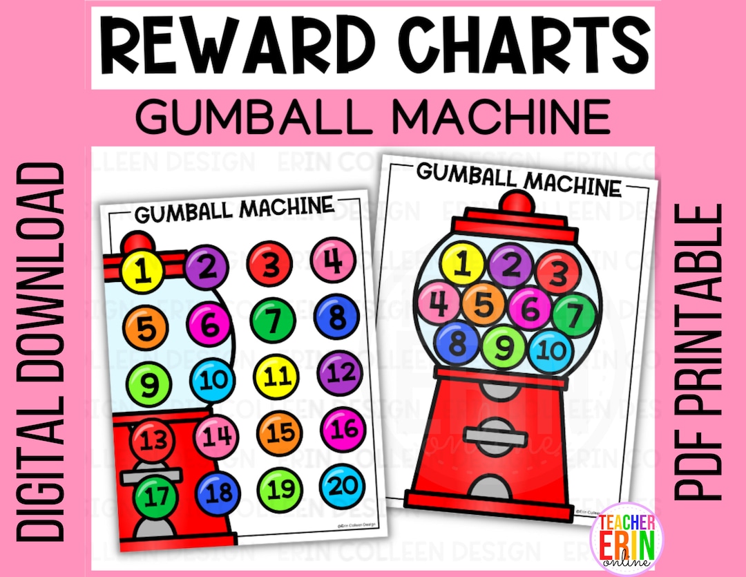 Bubble Gum Machine Reward Chart for Classroom Management, Rewards ...