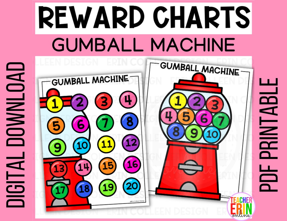 Bubble Gum Machine Reward Chart for Classroom Management, Rewards ...