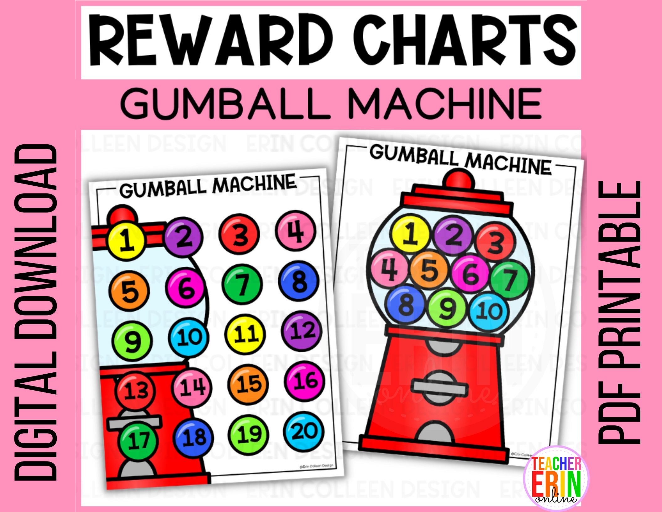 Bubble Gum Machine Reward Chart for Classroom Management, Rewards ...