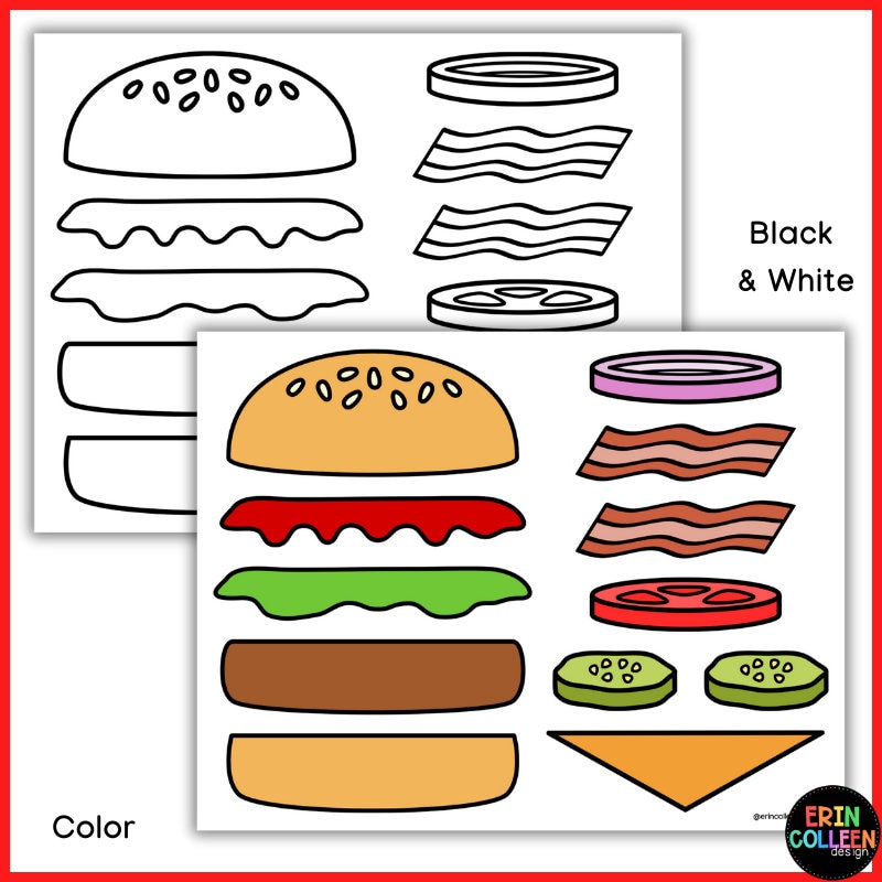 Hamburger Coloring Craft - Summer Craft Pattern - Build A Hamburger ...