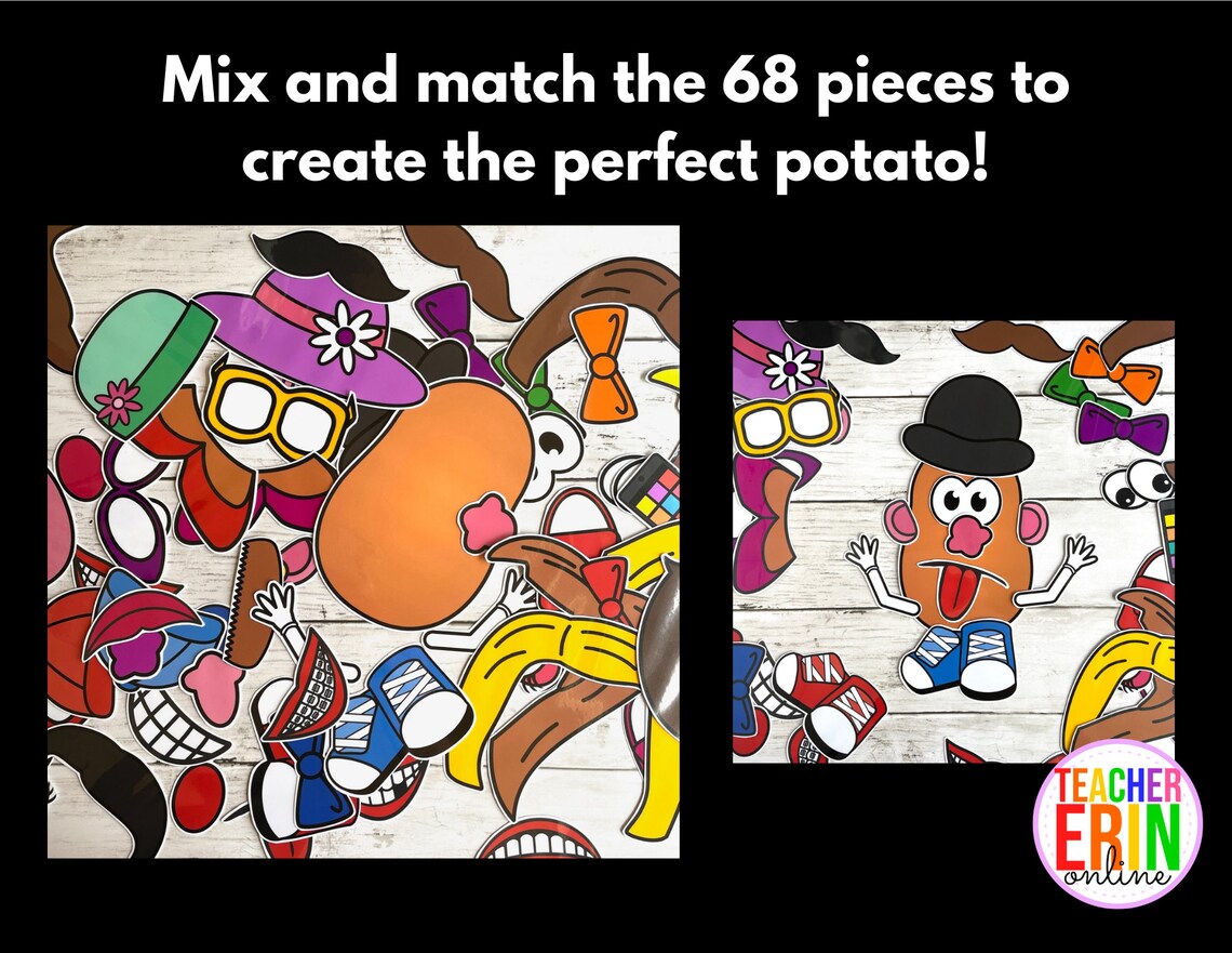 Build A Mr Potato and Mrs Potato | Head and Accessories Dress up Paper ...