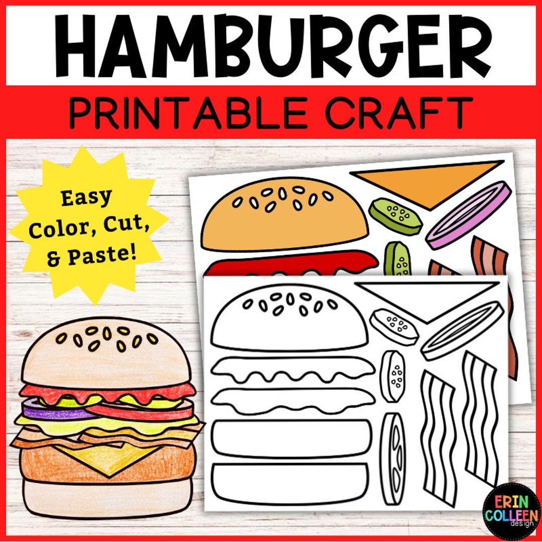 Hamburger Coloring Craft - Summer Craft Pattern - Build A Hamburger ...