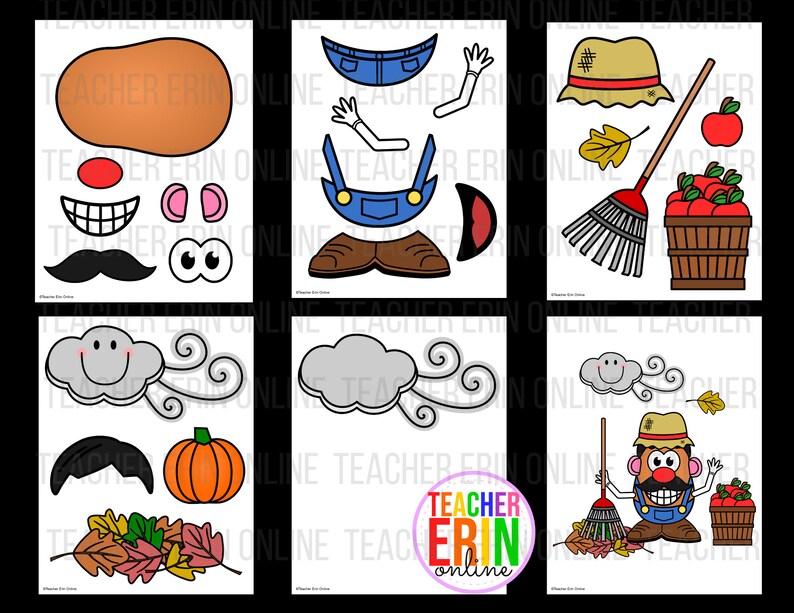 Build A FALL Potato Head and Accessories Dress up Paper Doll, DIGITAL ...