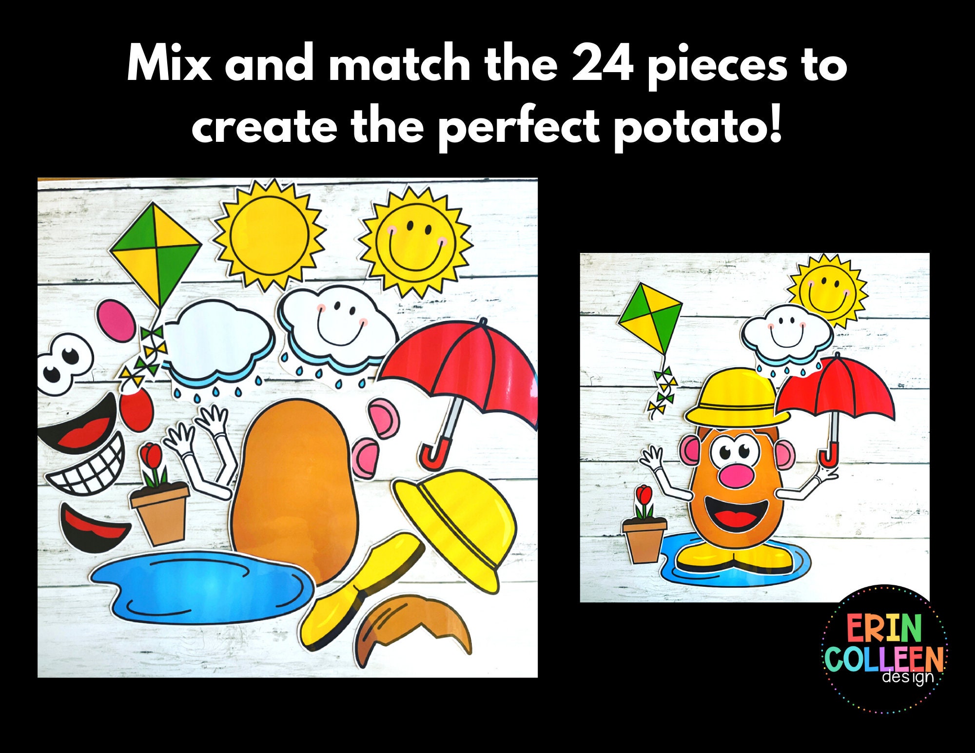 Build A Spring Potato Head and Accessories Dress up Paper Doll ...