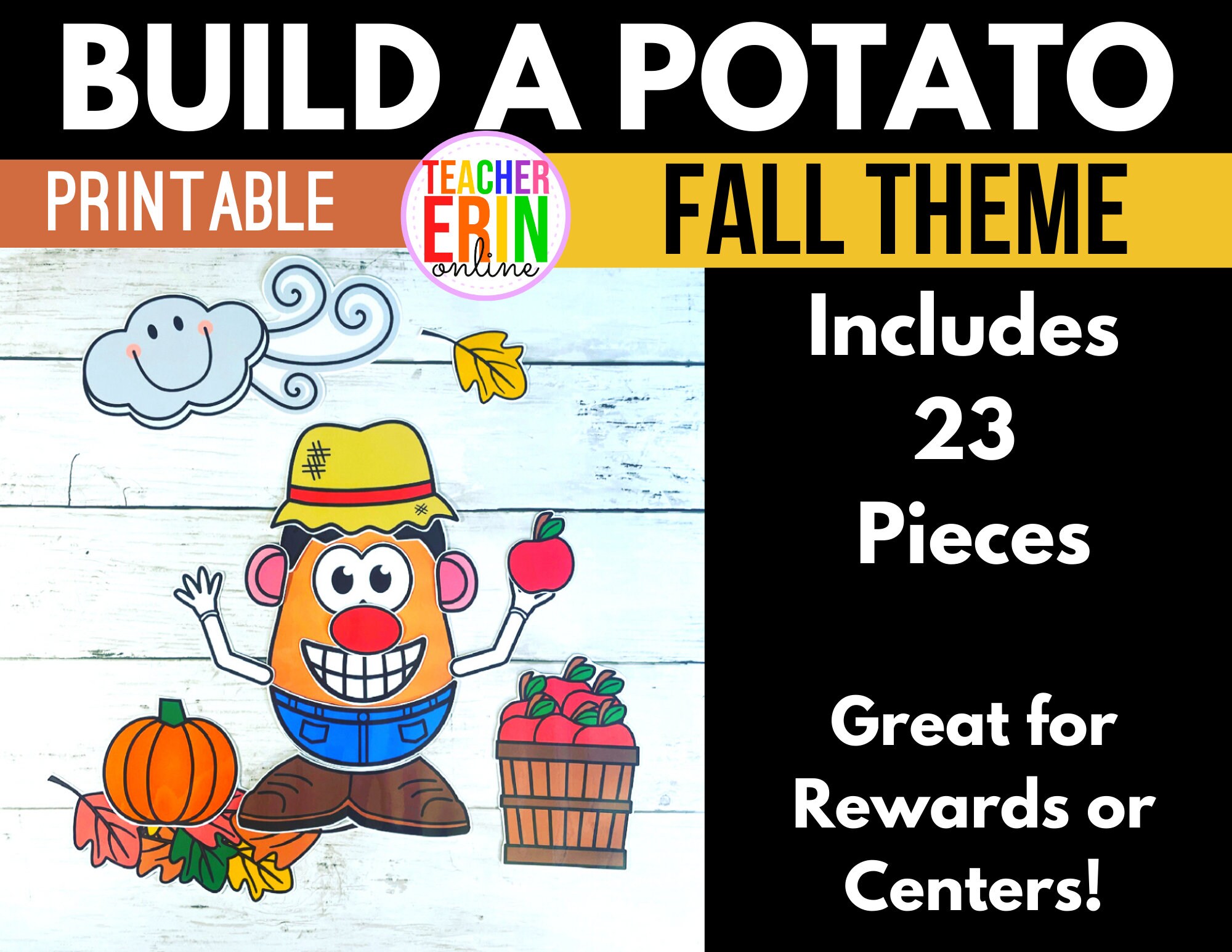 Build A FALL Potato Head and Accessories Dress up Paper Doll, DIGITAL ...