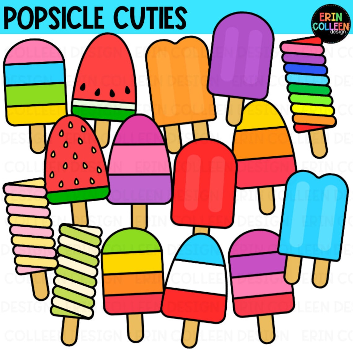 Popsicle Cuties Clipart - With and Without Faces - Summer - Frozen ...