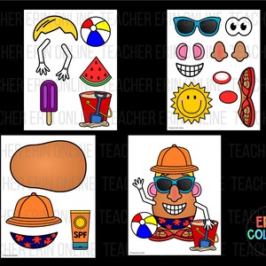 Build A Summer Potato Head and Accessories Dress up Paper Doll ...