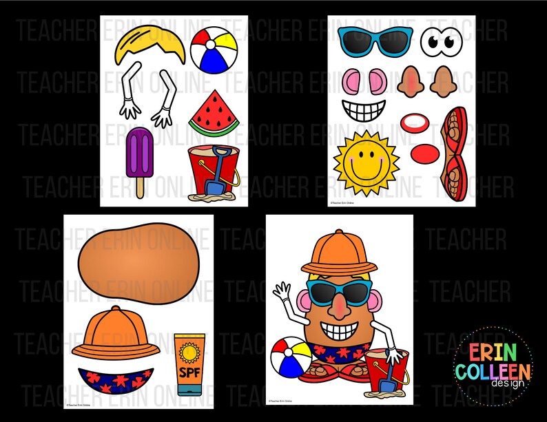 Build A Summer Potato Head and Accessories Dress up Paper Doll ...