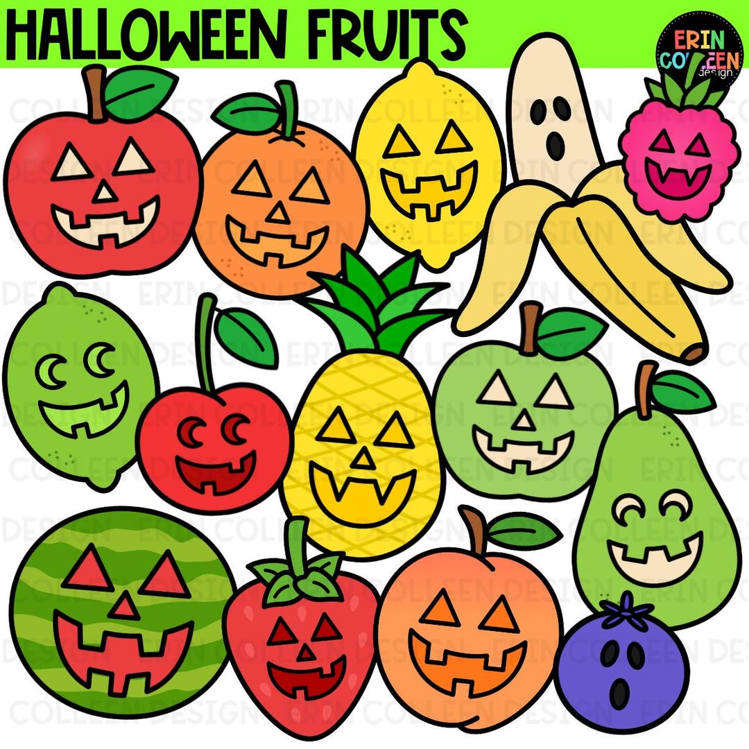 Halloween Fruit Clipart - Halloween Clipart - Jackolanterns - Spooky ...