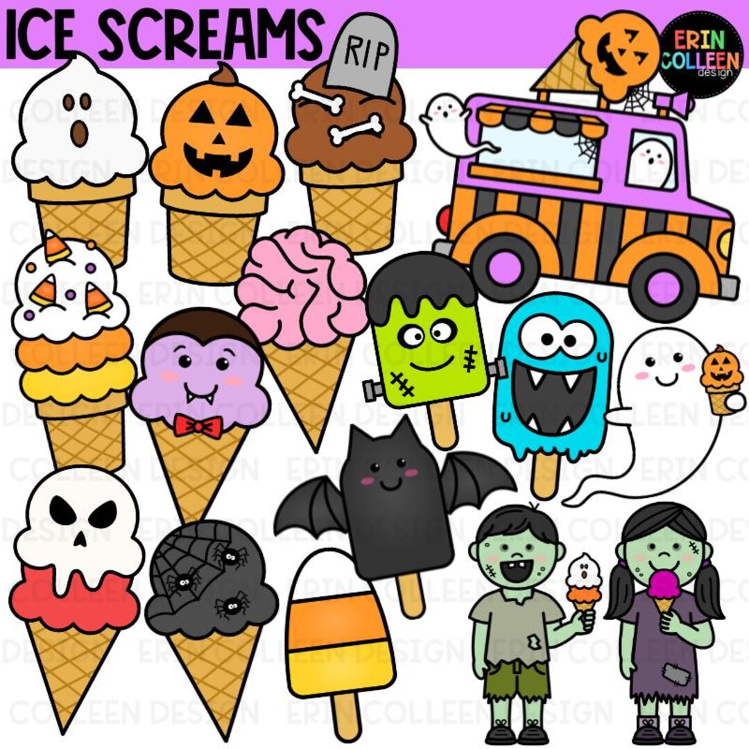 Halloween Ice Cream Clipart - Halloween Clipart - Spooky - Frozen Treat ...