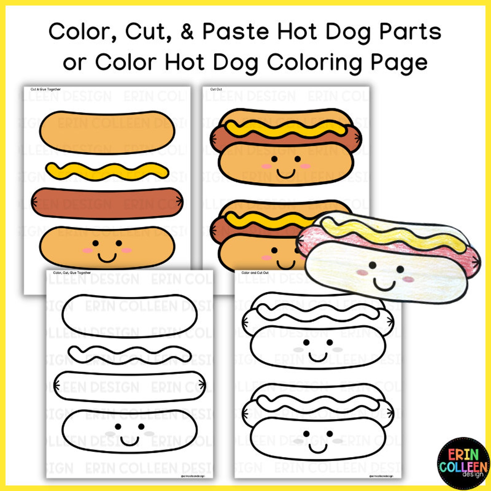 Hot Dog Craft - Summer Craft Pattern - Hot Dog Template - Picnic - BBQ ...