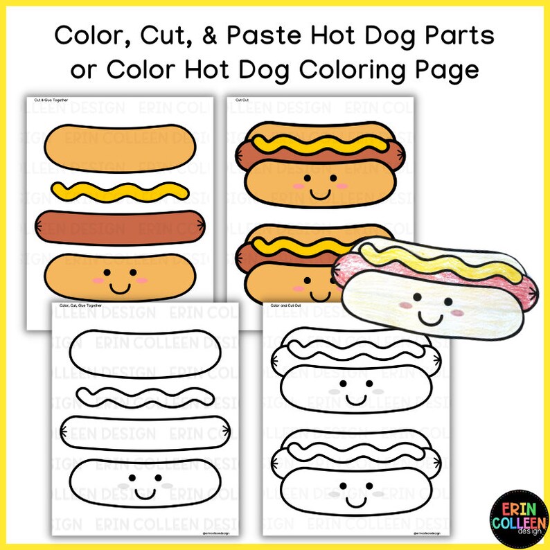 Hot Dog Craft - Summer Craft Pattern - Hot Dog Template - Picnic - BBQ ...