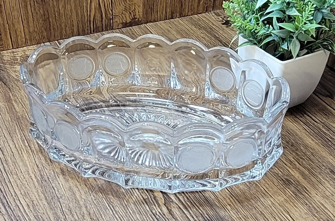 VTG - FOSTORIA - Coin Pattern - Oval Serving Dish - Crystal Color ...