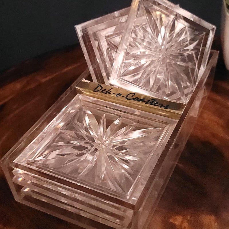 Vintage Lucite Coaster - Etsy