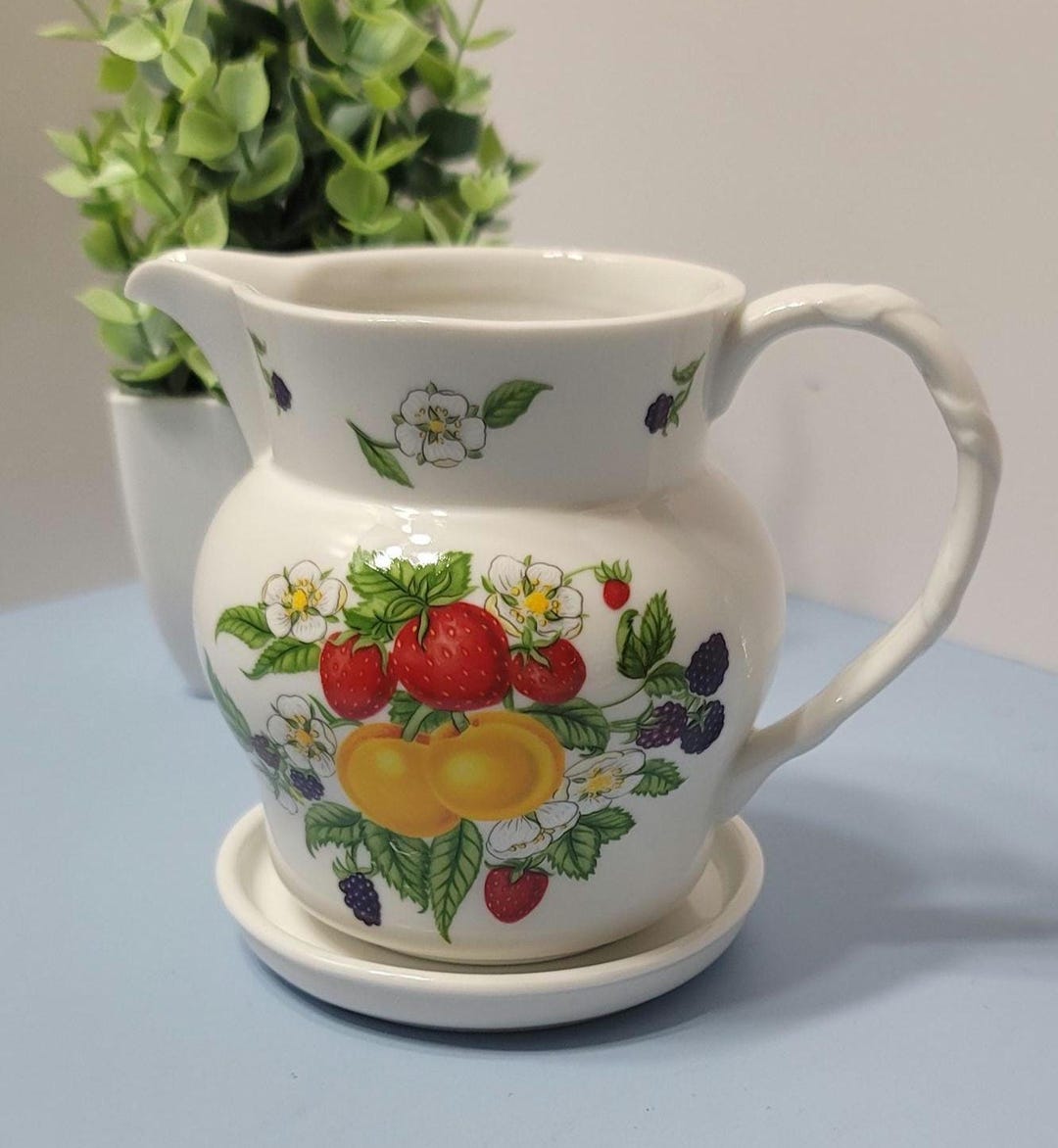 VTG Lenox Orchard Porcelain Planter With Underplate Miniature Pitcher ...
