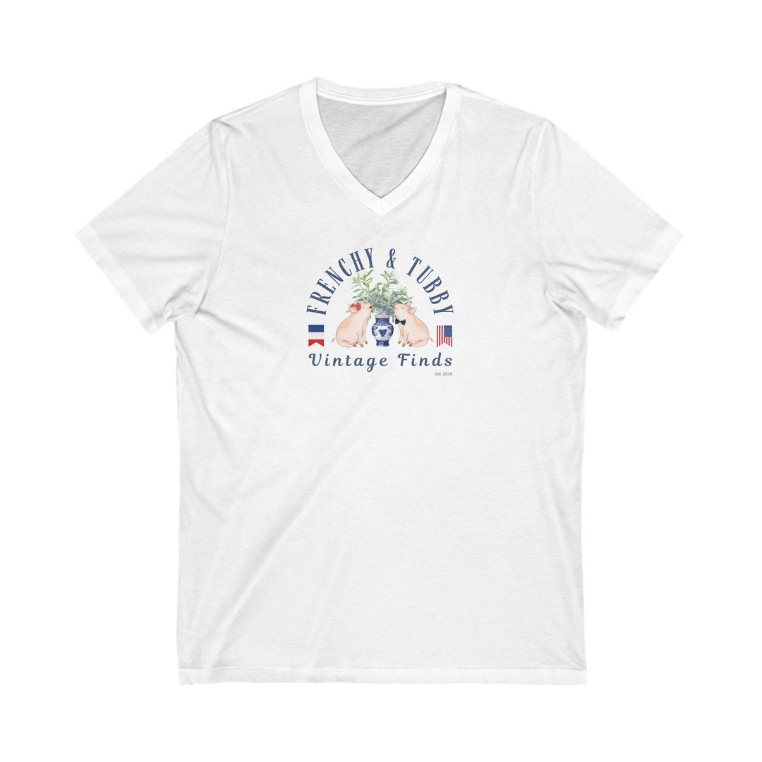 Frenchy & Tubby Logo Unisex Jersey Short Sleeve V-neck Tee - Etsy
