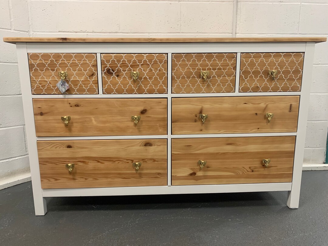 Large Boho Scandinavian Chest of Drawers Painted Bespoke Stencilled - Etsy