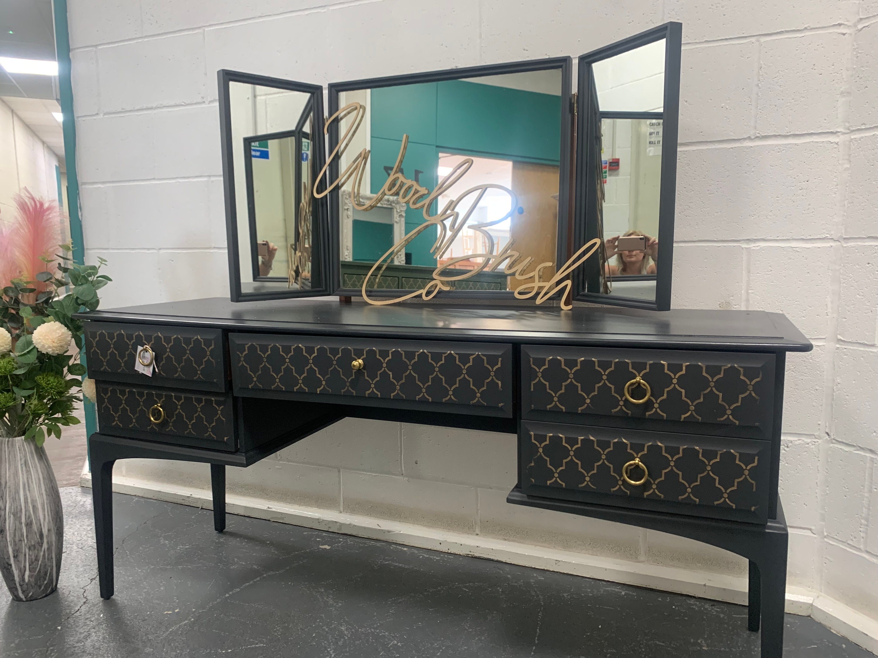 Stag Minstrel Dressing Table Mid Century Vintage Boho Custom Painted Dressing Table Etsy