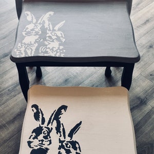 Nest of Tables Painted Bespoke Rabbit - Etsy UK