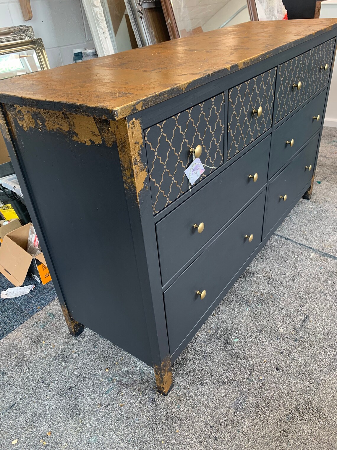 Large Chest of Drawers Painted Bespoke Stencilled | Etsy UK