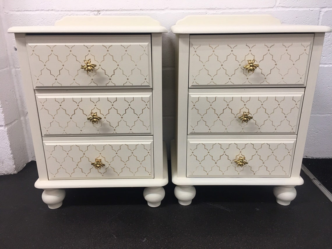 Pair of Bedside Tables Painted Bespoke Moroccan Teal - Etsy