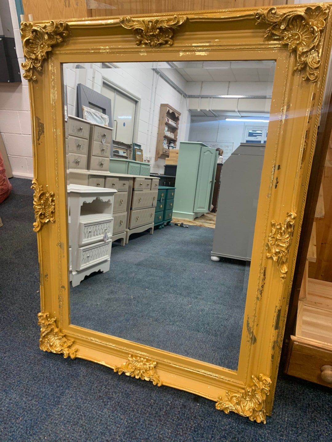 French Mirror in Mustard Yellow and Gold - Etsy